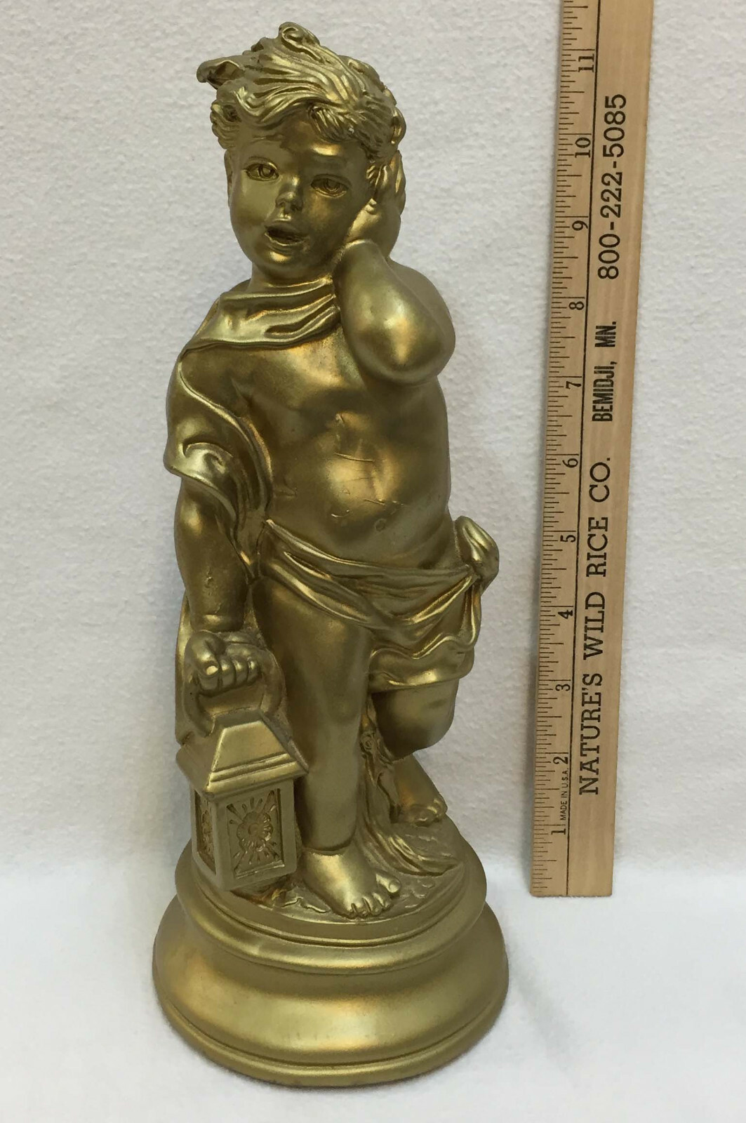 Cherub Boy Figurine Holding Lantern Gold Statue Marotta Universal 1965 ...