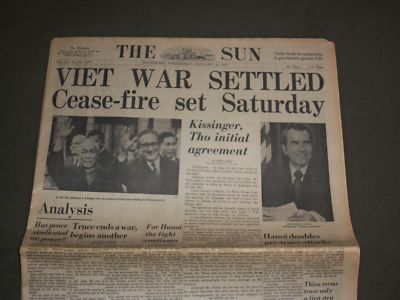1973 JANUARY 24 THE BALTIMORE SUN - VIETNAM WAR SETTLED - CEASE FIRE ...