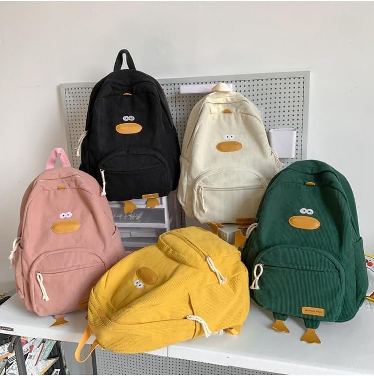 Cute Duck Backpack Corduroy Cartoon Backpacks Kawaii Yellow | eBay