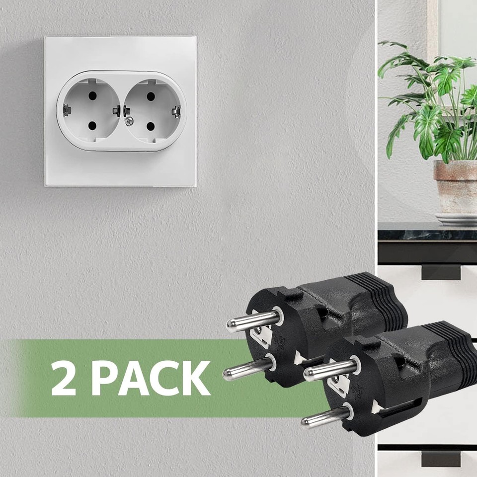 Type E/F Europe Travel Adapter, International Power Plug with 2 Outlet ...