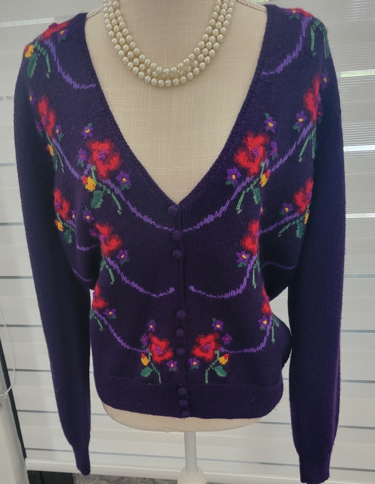 90's Susan Bristol 100% Wool,Handmade Embroidered But… - Gem
