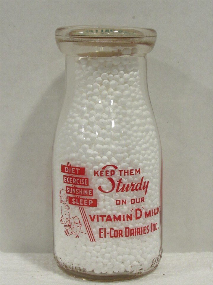 TRPHP Milk Bottle El-Cor Elmira Corning Dairy Elmira Corning NY 1948 ...