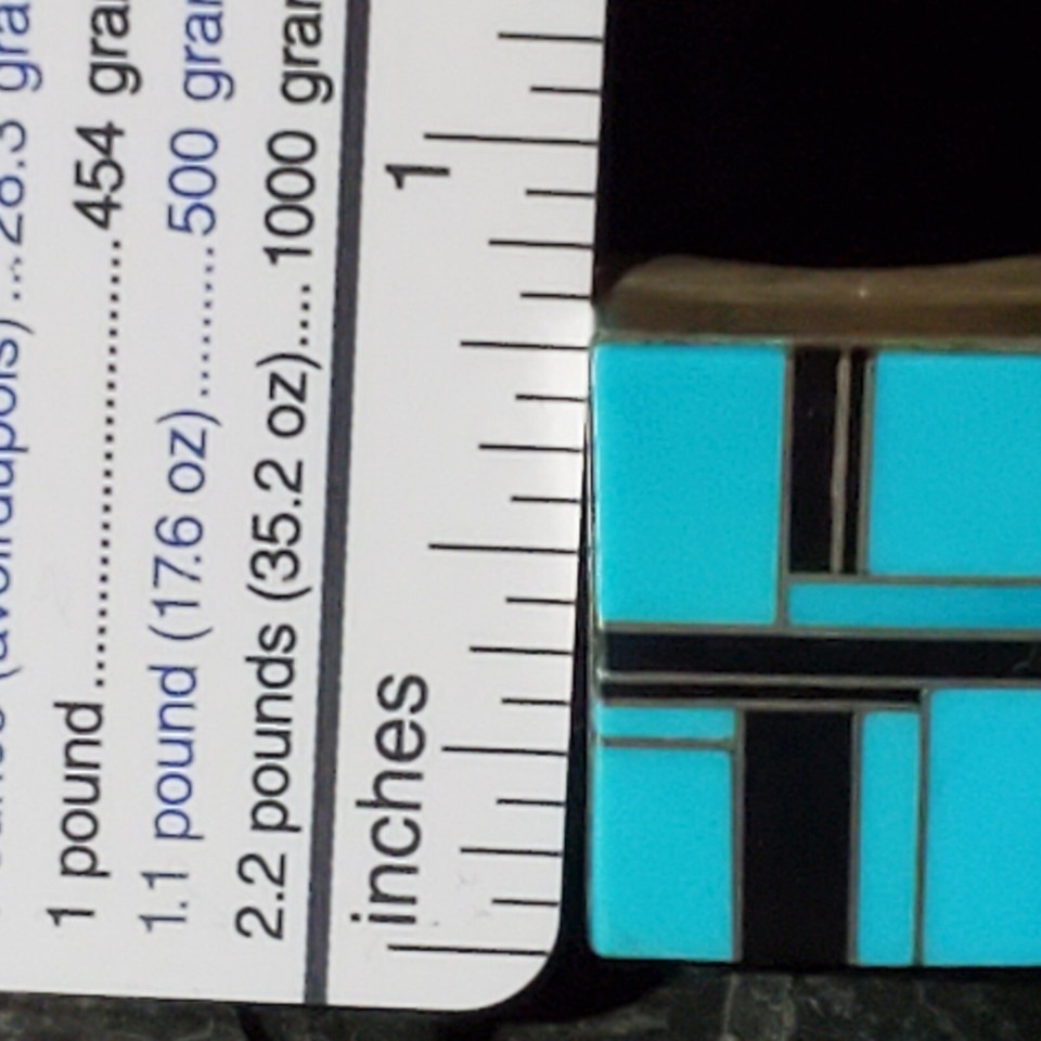 Navajo WILBERT GRAY Turquoise, Jet Inlay Sterling Silver Ring 11.25 | eBay