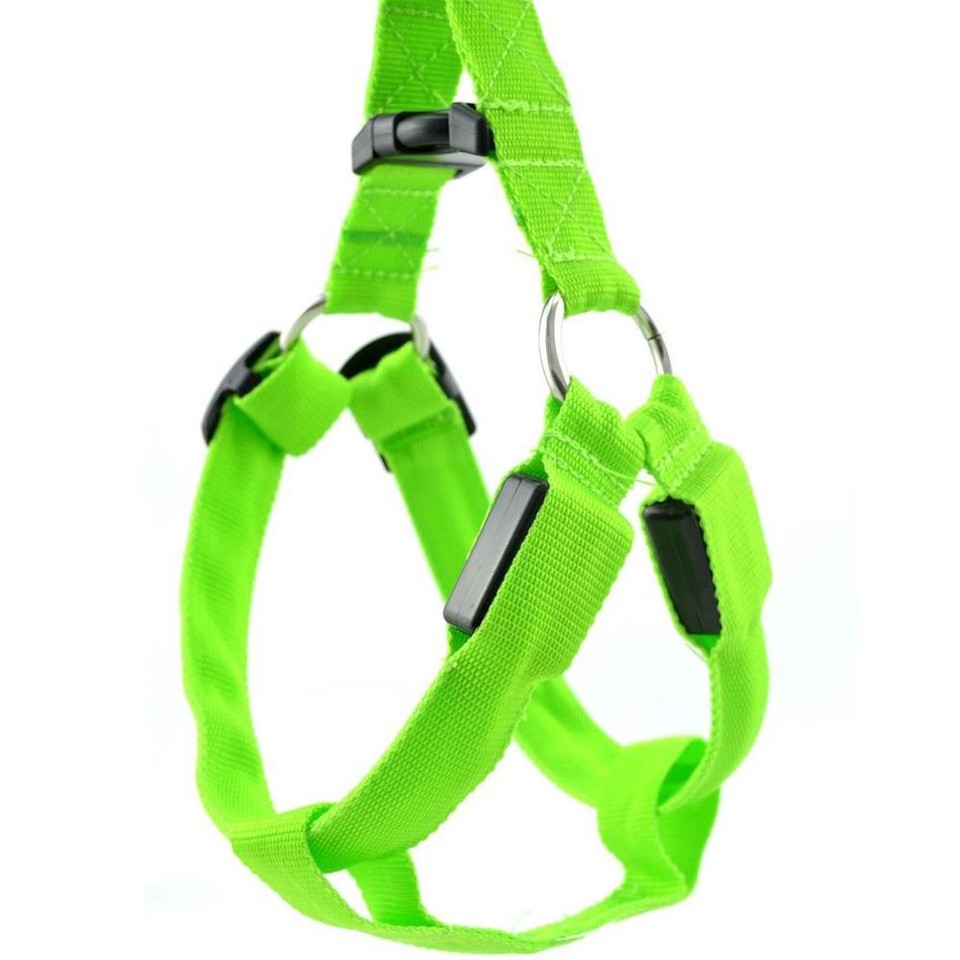 RECHARGEABLE DOG HARNESS MICRO USB GLOW LED night safety flash light-up ...