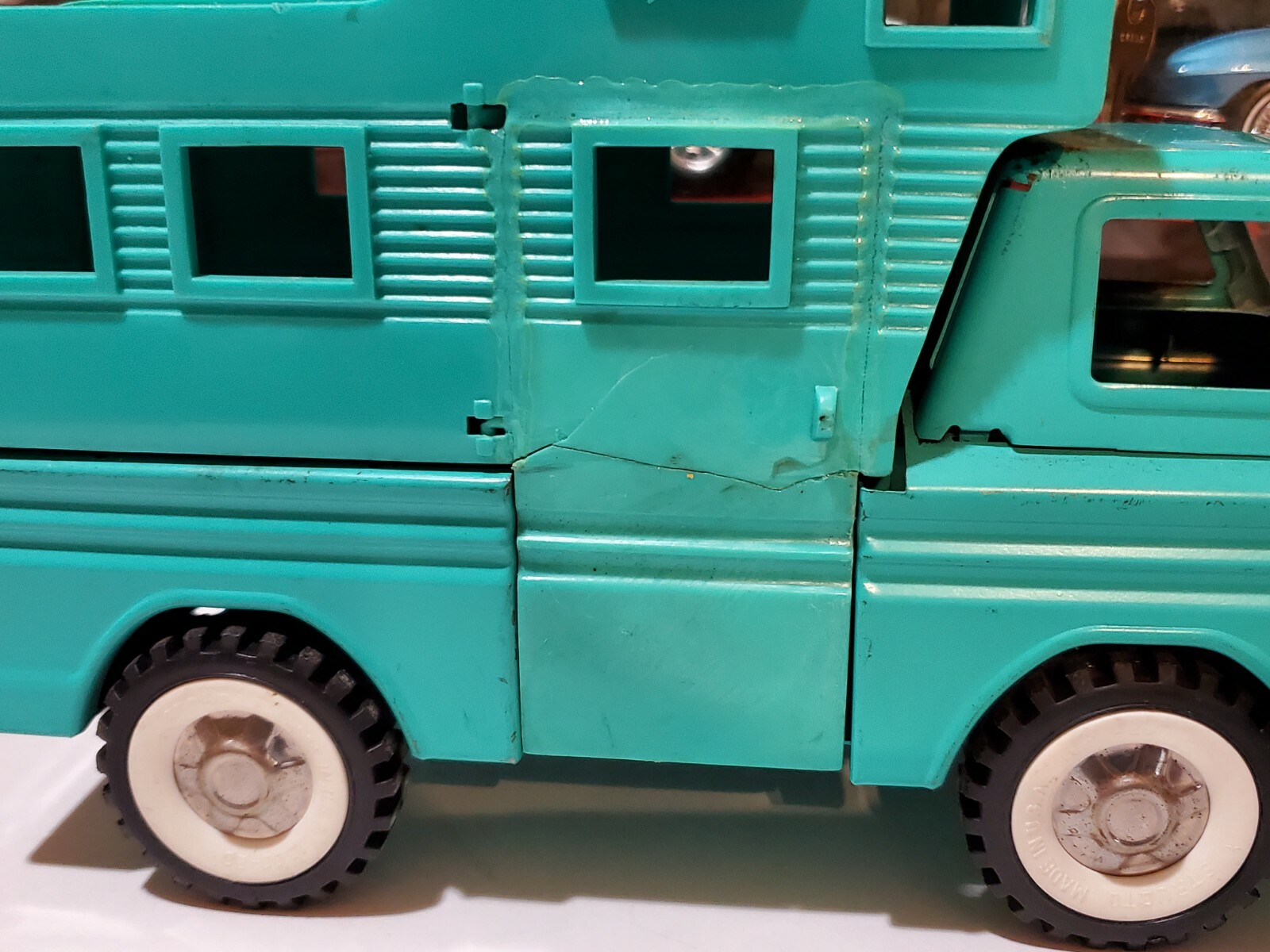 Vintage Structo Camper Truck & Boat w/ Trailer Pressed Steel Toy # 304 ...