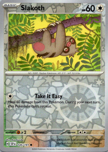 ⚡Pokemon - Slakoth - Common - 145/191 - Reverse Holo - Surging Sparks ...