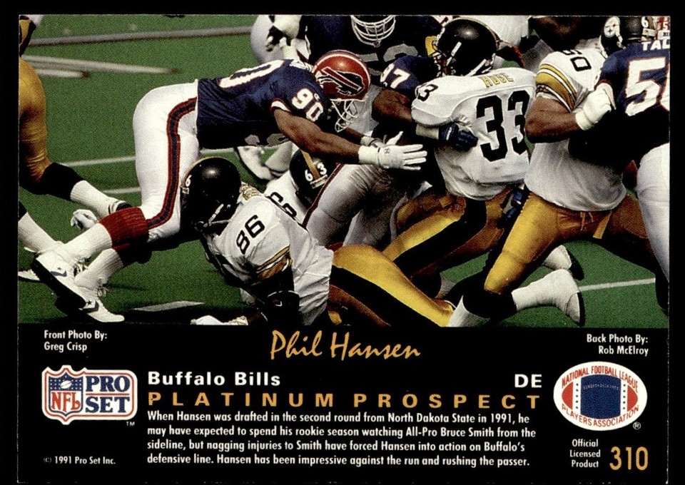 1991 Pro Set Platinum Phil Hansen Rookie Buffalo Bills #310 | eBay