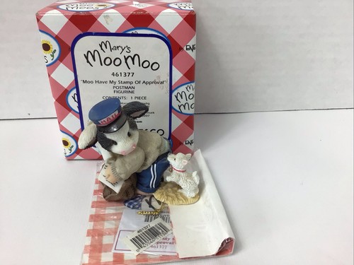 Mary's Moo Moos Postman Cow Figurine "Moo Have My Stamp Of Approval ...