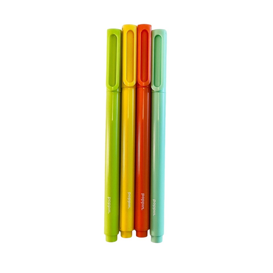 Poppin Ball Point Pen Set of (4) Multi Color Barrels 1mm Med Black Ink ...