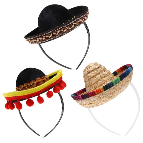 3PCS Mexican Straw Hats Mexico Sombrero Festical Straw Hat Mexican Hat ...