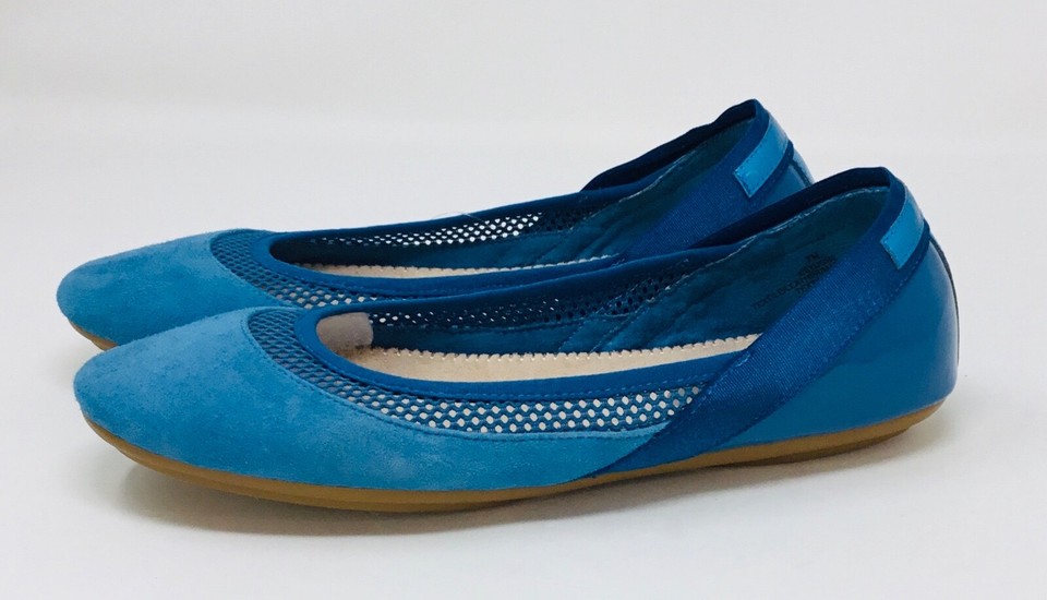 Easy Spirit 360 Womens Turquoise Suede Leather Stretch Comfort Ballet ...