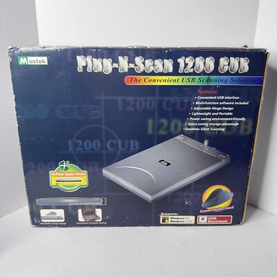 Vintage Mustek Plug-N-Scan 1200 CUB USB Scanning Solution Windows 98 ...