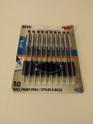 Inc® Clip Clicks™ Retractable Ball Point Pens 1.0mm 10 Pens ~ Blue Ink ...