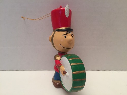 Vintage Peanuts Snoopy CHARLIE BROWN Drummer Boy Marching Band Ornament ...