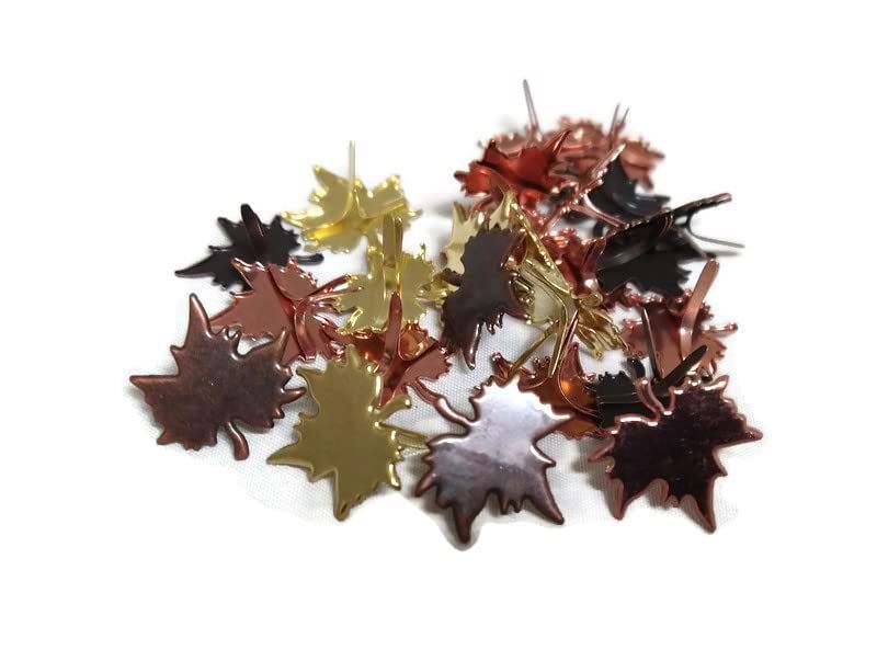 Metallic Fall Maple Leaf Brads Assortment Set - 25 Piece | eBay