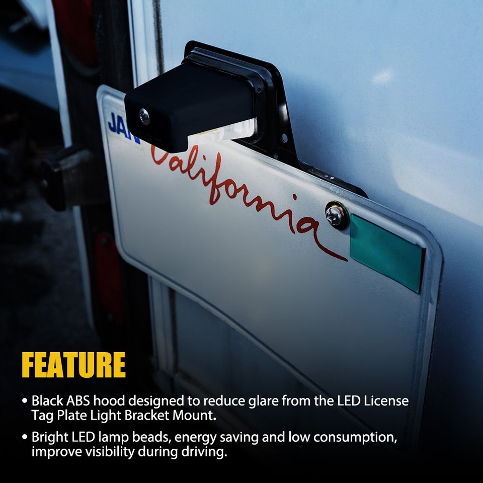 Trailer LED License Plate Bracket Light Mount Universal For RV Boat ...
