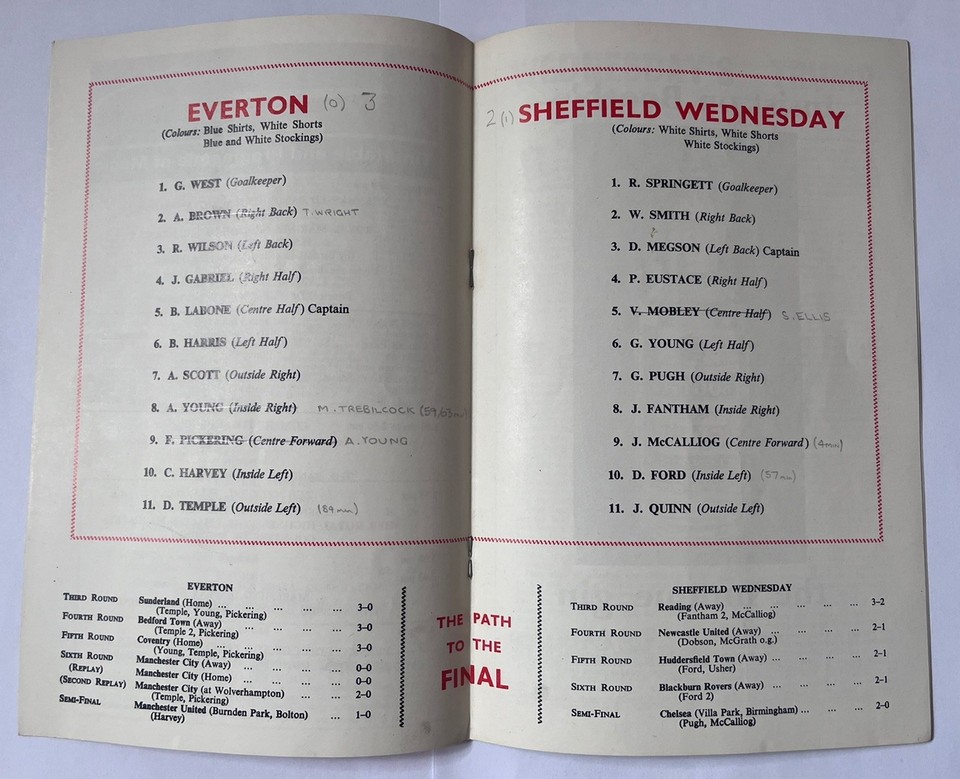 Everton v Sheffield Wednesday FA Cup Final 14th May 1966 | eBay UK