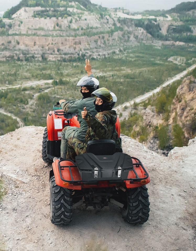 ATV Rear Rack Cargo Box Locking Storage Box Bed For Polaris Yamaha 0.75 ...