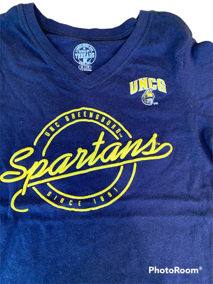 UNCG Greensboro Spartans Blue V-Neck Sleeve T-Shirt Tee Toddler Youth ...