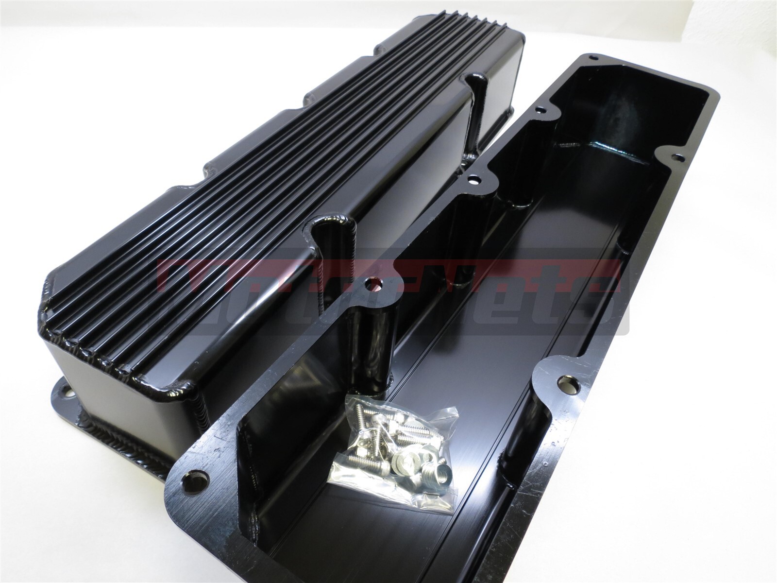 1976-87 Jeep AMC Black Fabricated Aluminum Fin Valve Cover V8 304 360 ...