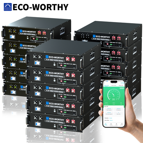 ECO-WORTHY 15Pack 76.8kWh 48V 100AH Server Rack LiFePO4 Lithium Battery ...