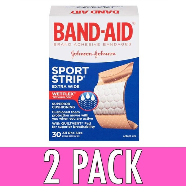 BAND-AID Sport Strip Adhesive Bandages Extra Wide 30ct 381370047230 for ...