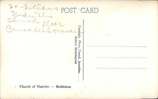 Israel RPPC Jerusalem Church Of Nativity-Bethlehem Photo Crystal ...
