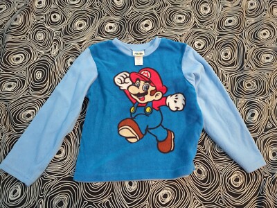 Super Mario Bros Kid's Panama fleece Top Blue Sz 8 | eBay