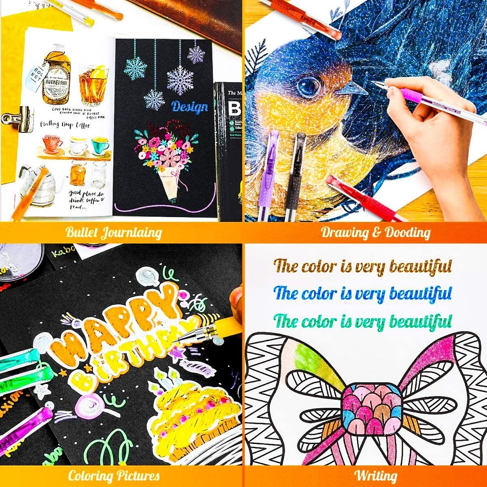 Soucolor Glitter Gel Pens for Adult Coloring Books, Back to School ...