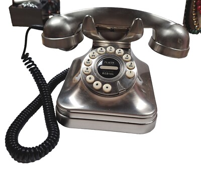 Grand Phone Silvertone Push Button Table Phone | eBay