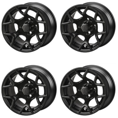Set of 4 LSI Ninja 12" Golf Cart Wheels/Rims Matte Black Yamaha Club ...
