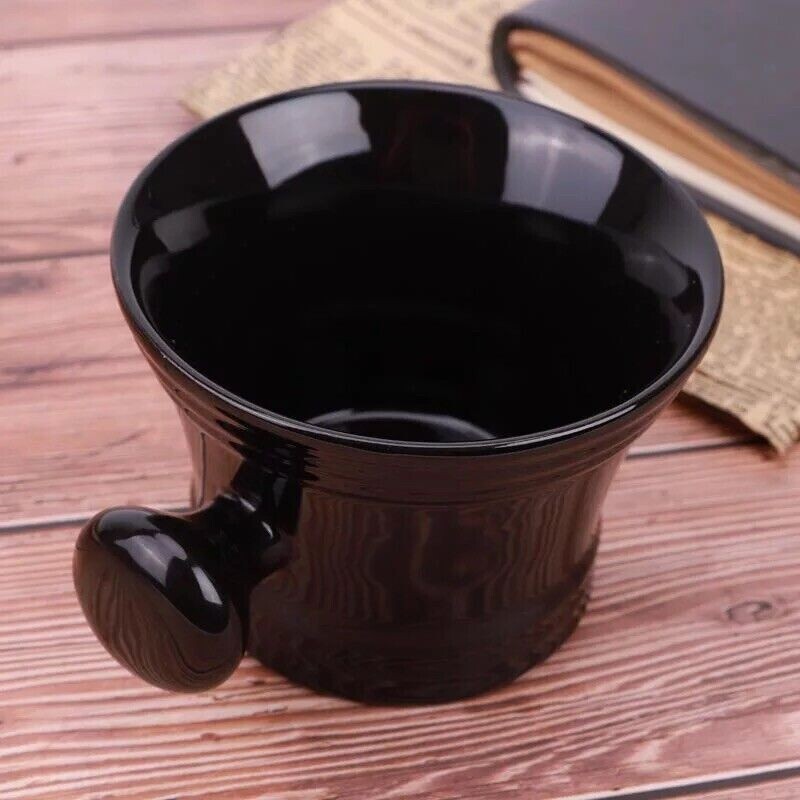 WHITE BLACK Shaving Soap Bowl /Mug With Handle unbreakable plastic ...