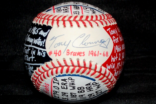 TONY CLONINGER SIGNED SUPERSTAT BASEBALL VCBC 1/1 HAND PAINTED REDS ...