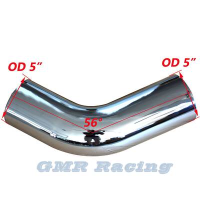 5 inch Tube Tailpipe Chrome 5"OD Elbow Pipe 56 Degree For Peterbilt 379 ...