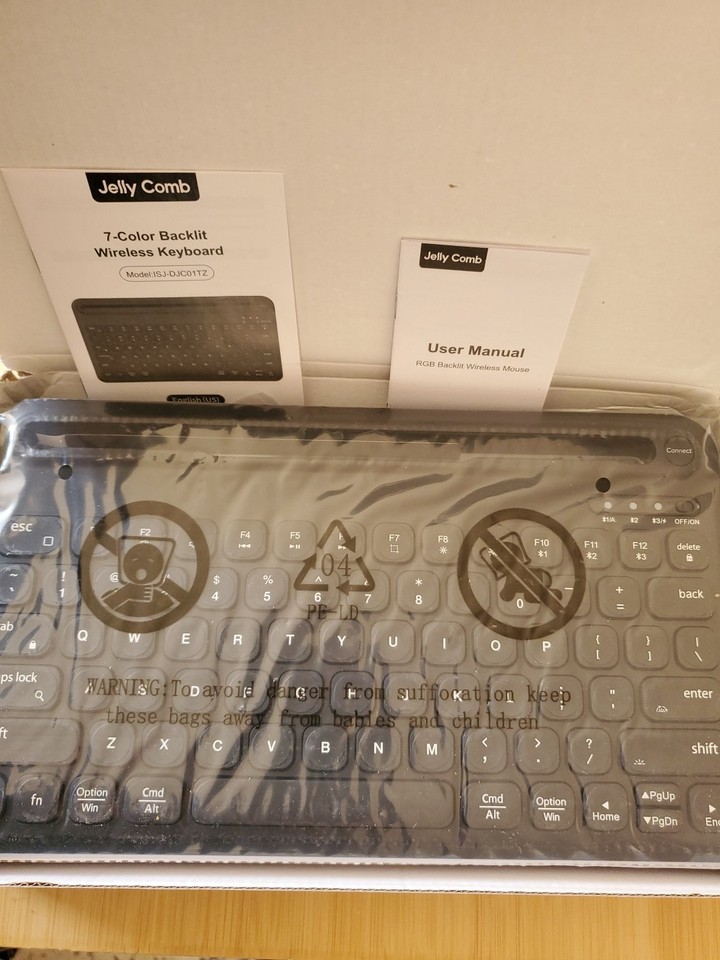 Jelly Comb Black Backlit Rechargeable Multi Bluetooth Keyboard & Mouse ...