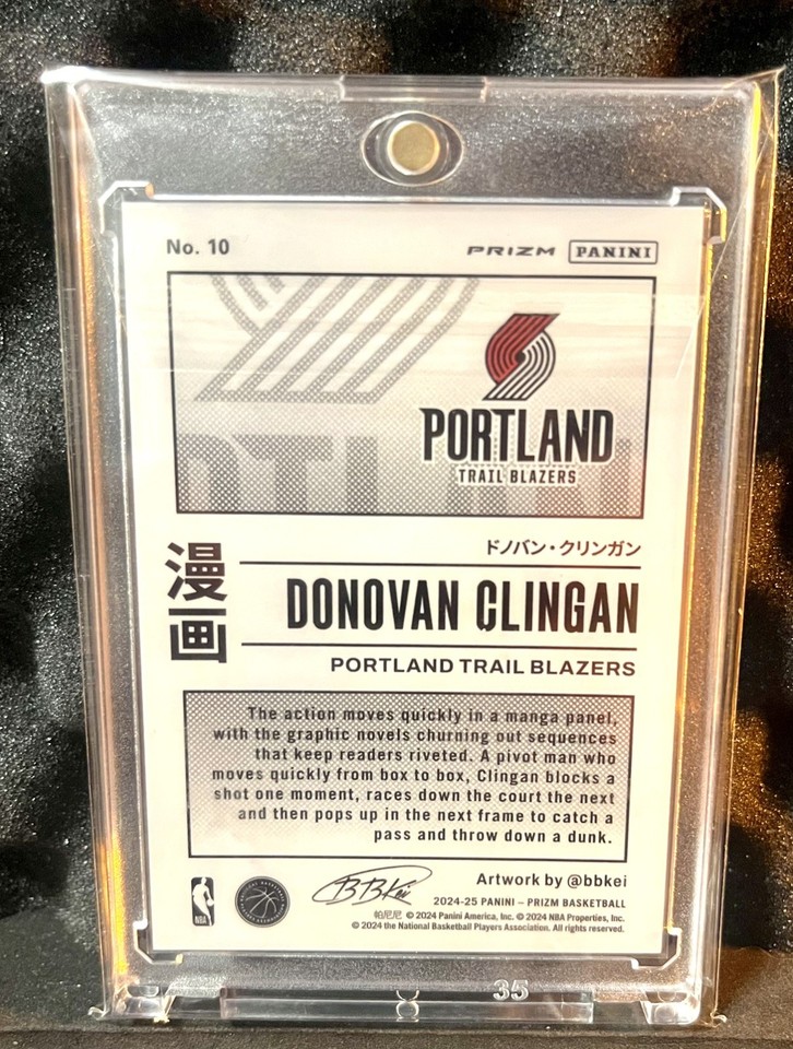 Donovan Clingan 2024-25 Panini Prizm Manga #10 Rookie Card RC ,CASE HIT ...