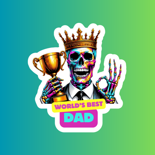 World's best dad sticker vinyl decal tackle box window bumper skeleton ...