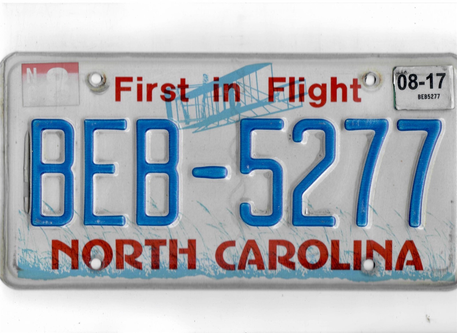 NORTH CAROLINA passenger 2017 license plate "BEB-5277" | eBay