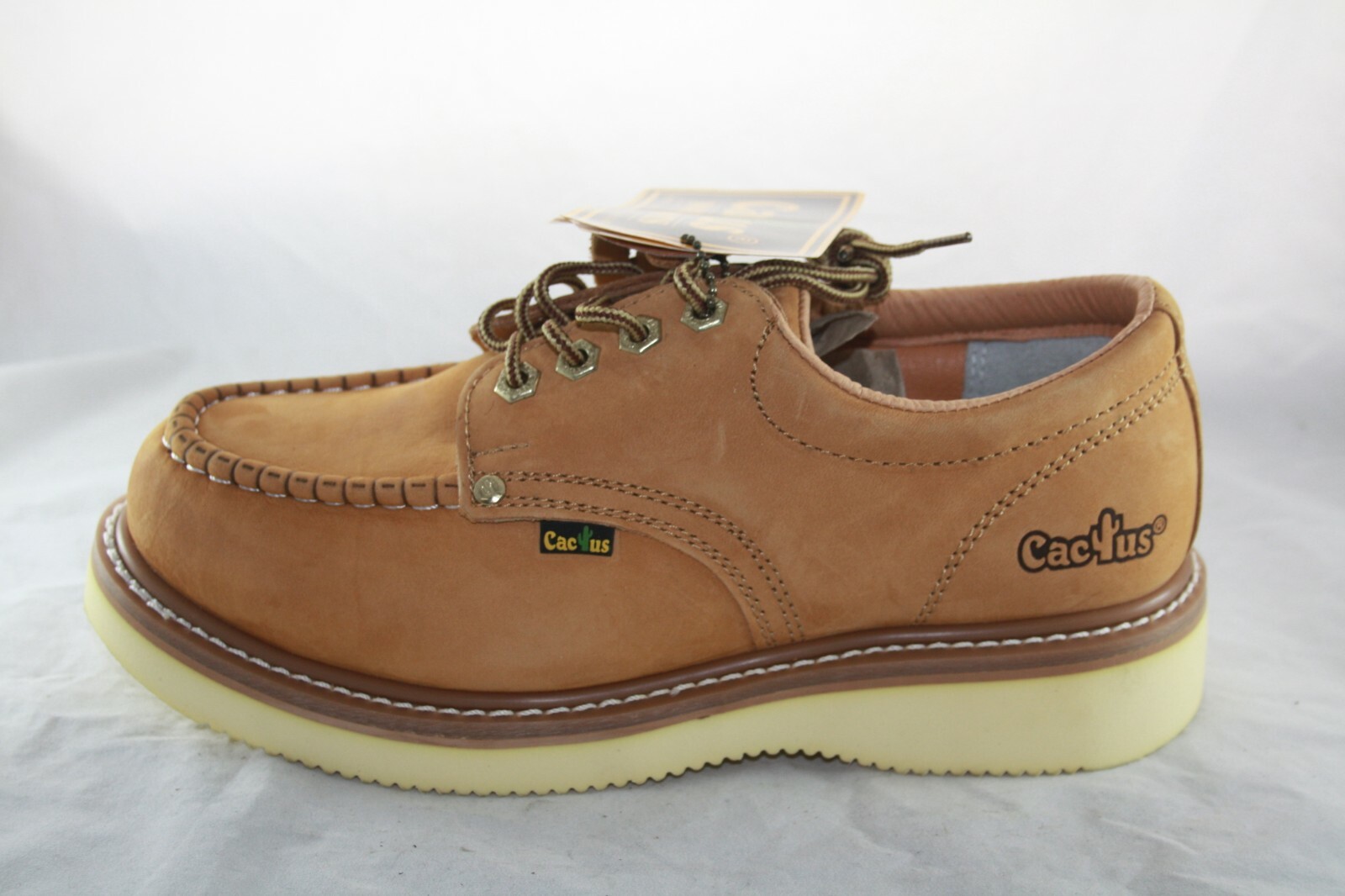 CACTUS 411M MOCCASIN TOE NUBUCK LEATHER OIL RESISTANT WORK BOOTS TAN ...