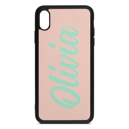 Personalised Drop Shadow Nude Leather iPhone Case for iPhone 15 14 13 ...