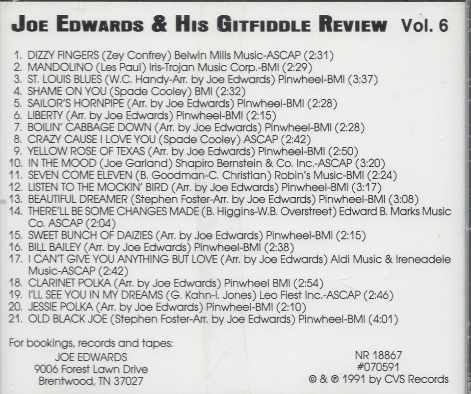 Joe Edwards & His Gitfiddle Review, Vol 6 - CD - (**NEW - SEALED**) | eBay