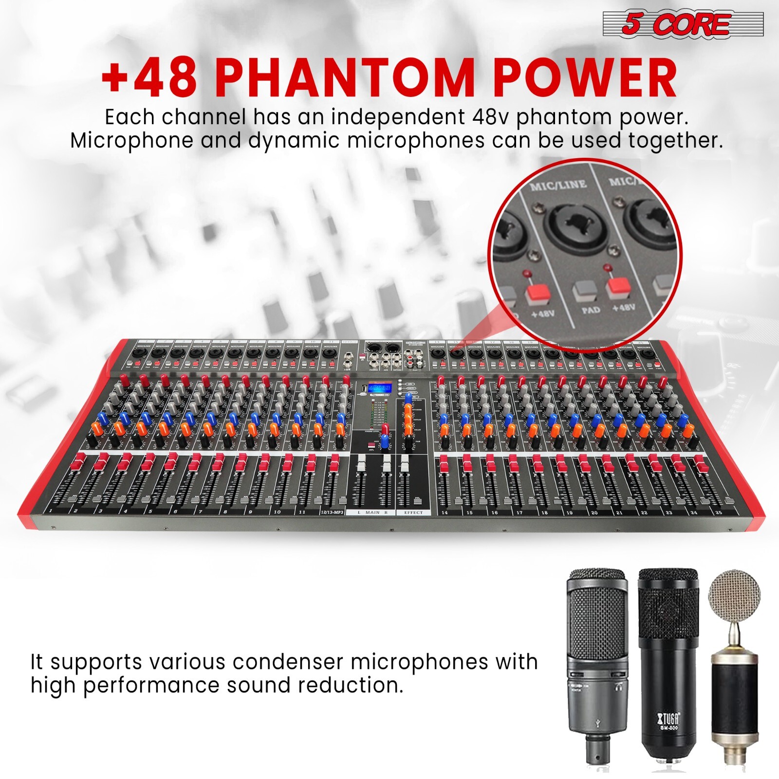 24 Channel Studio Audio Mixer Bluetooth USB Digital Sound Mixing ...