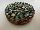 FABULOUS VINTAGE MULTI COLORS JEWELED TOP EVANS COMPACT UNUSED ...