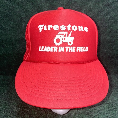 Vintage FIRESTONE, Leader in the Field, Tractor Adjustable Snapback Cap ...