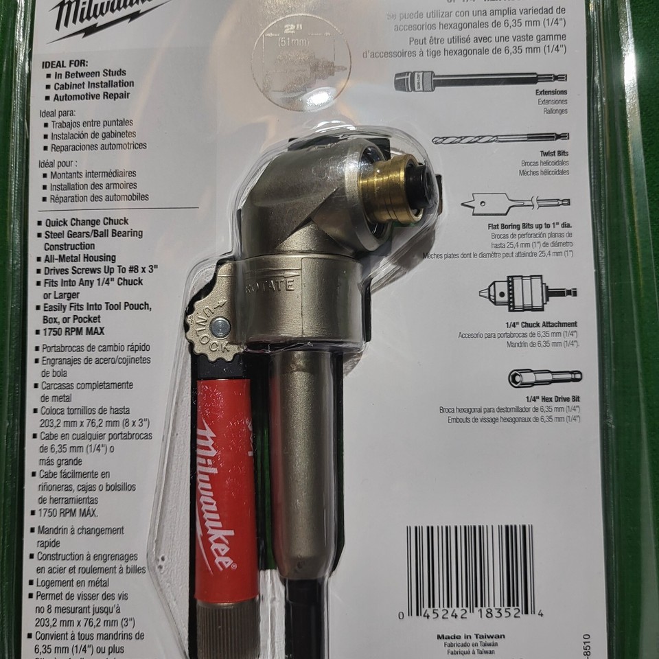 Right Angle Drive Attachment Milwaukee Tool 2 Inches Wide Model 49-22 ...