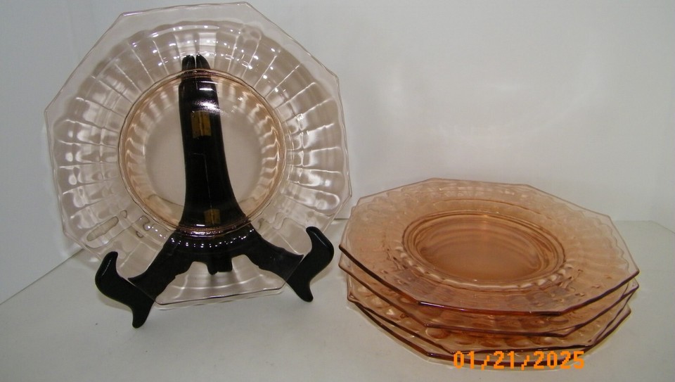 Pink Depression Glass Vintage Tableware Dining Decor Plates Set Seven ...