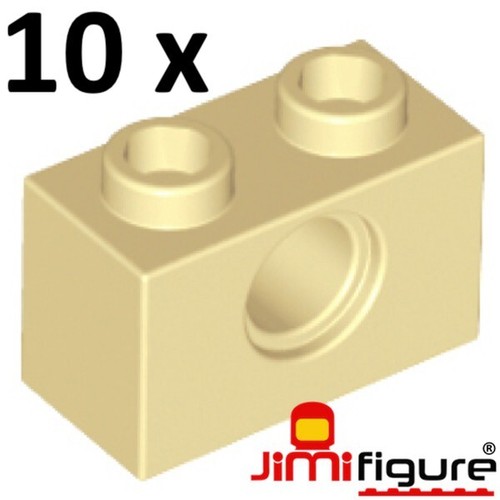 NEW 10 x LEGO Technic Brick 1x2 with Hole Tan 3700 Genuine Bulk Lot ...