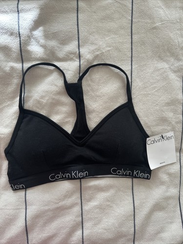 Calvin Klein Logo Street Wear Motive Padded Cotton Racerback Bralette ...