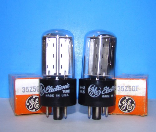 35Z5GT NOS GE radio audio amplifier vintage electron vacuum tubes 2 ...