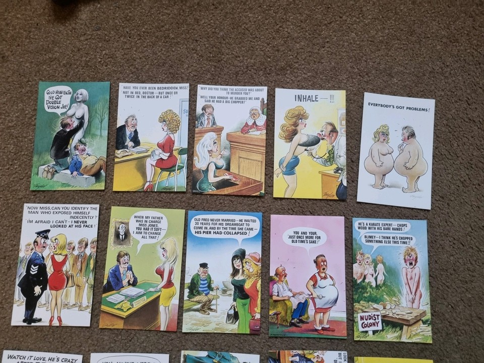 25 Unused Bamforth Comic Postcards From 1981. Nos 666-690. Unsold Shop ...